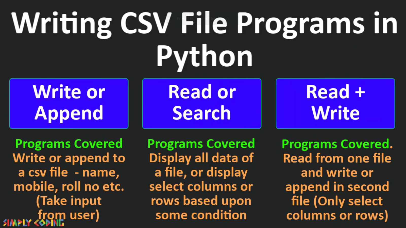 Exam ions On CSV File In Python Simply Coding